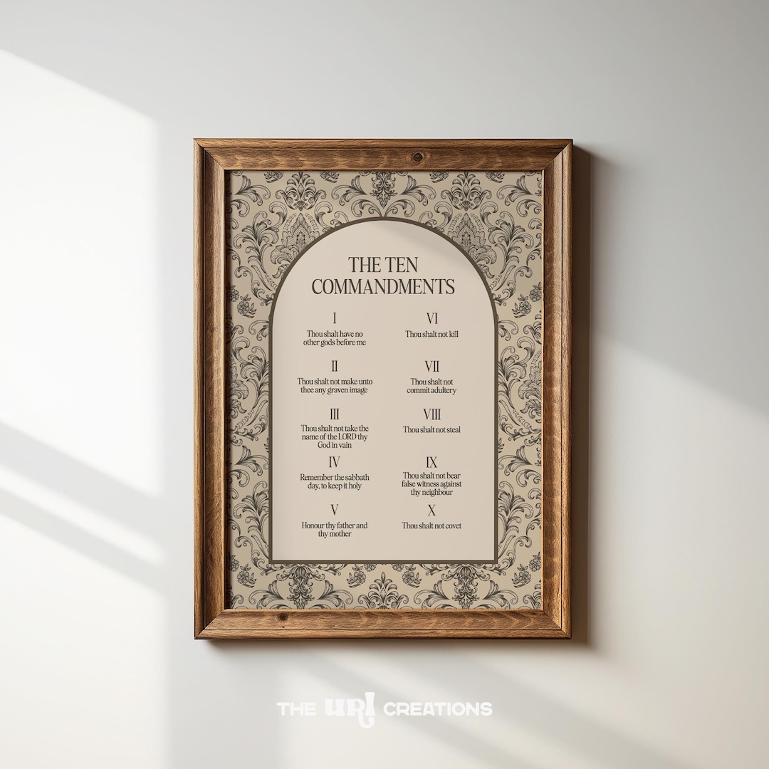 10 Commandments Wall Art Print, Vintage Christian Wall Art, Printable ...