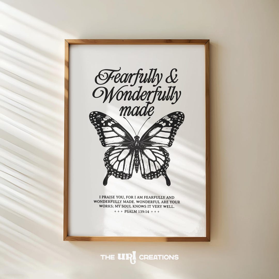 Fearfully Wonderfully Made Printable Christian Wall Art Black White ...