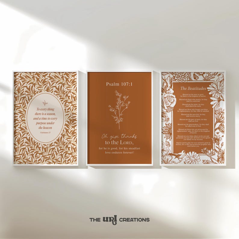 Set of 6 Autumn Christian Wall Art Prints, Psalms Bible Verse Wall Art ...