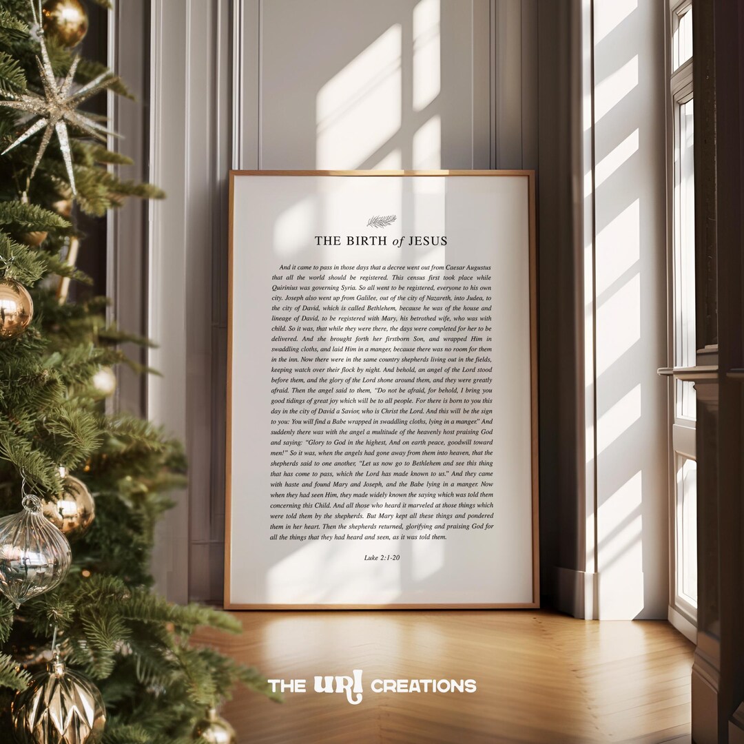 The Birth of Jesus Print, Christmas Christian Wall Art Printable Bible ...