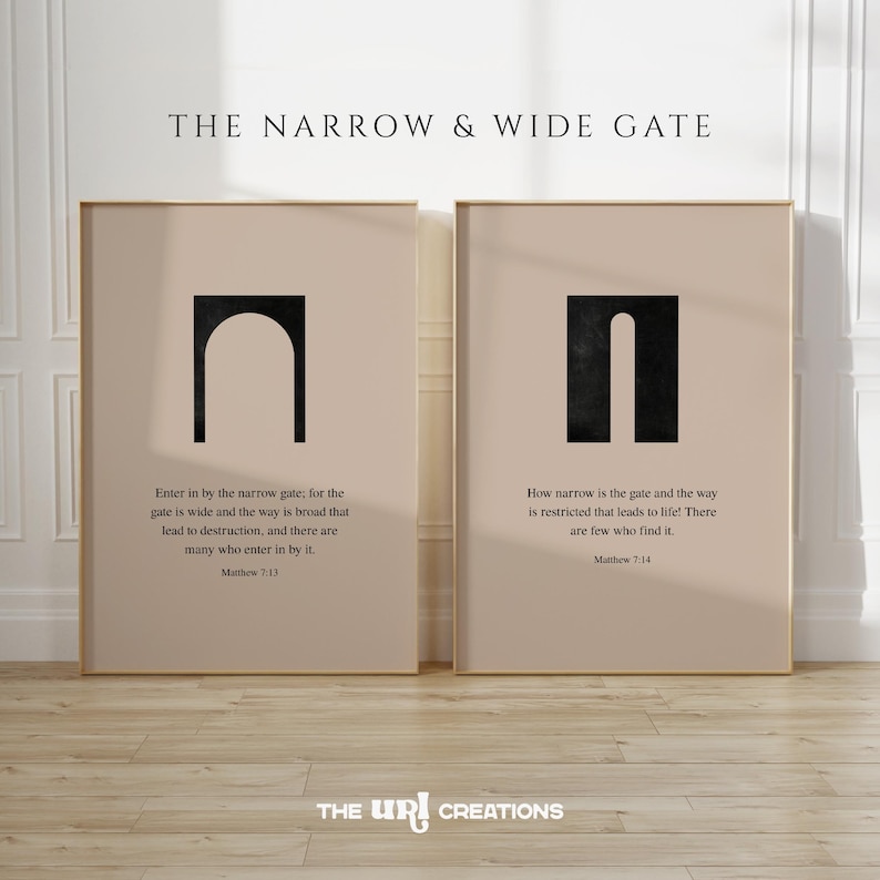 Modern Christian Wall Art Printable Set of 2, Narrow Wide Gate ...