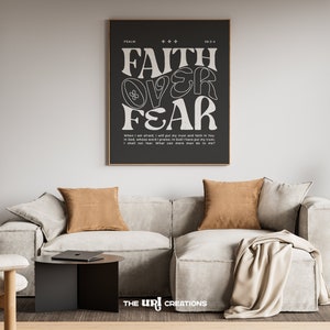 Faith Over Fear Christian Wall Art Printable Bible Verse Poster Digital ...