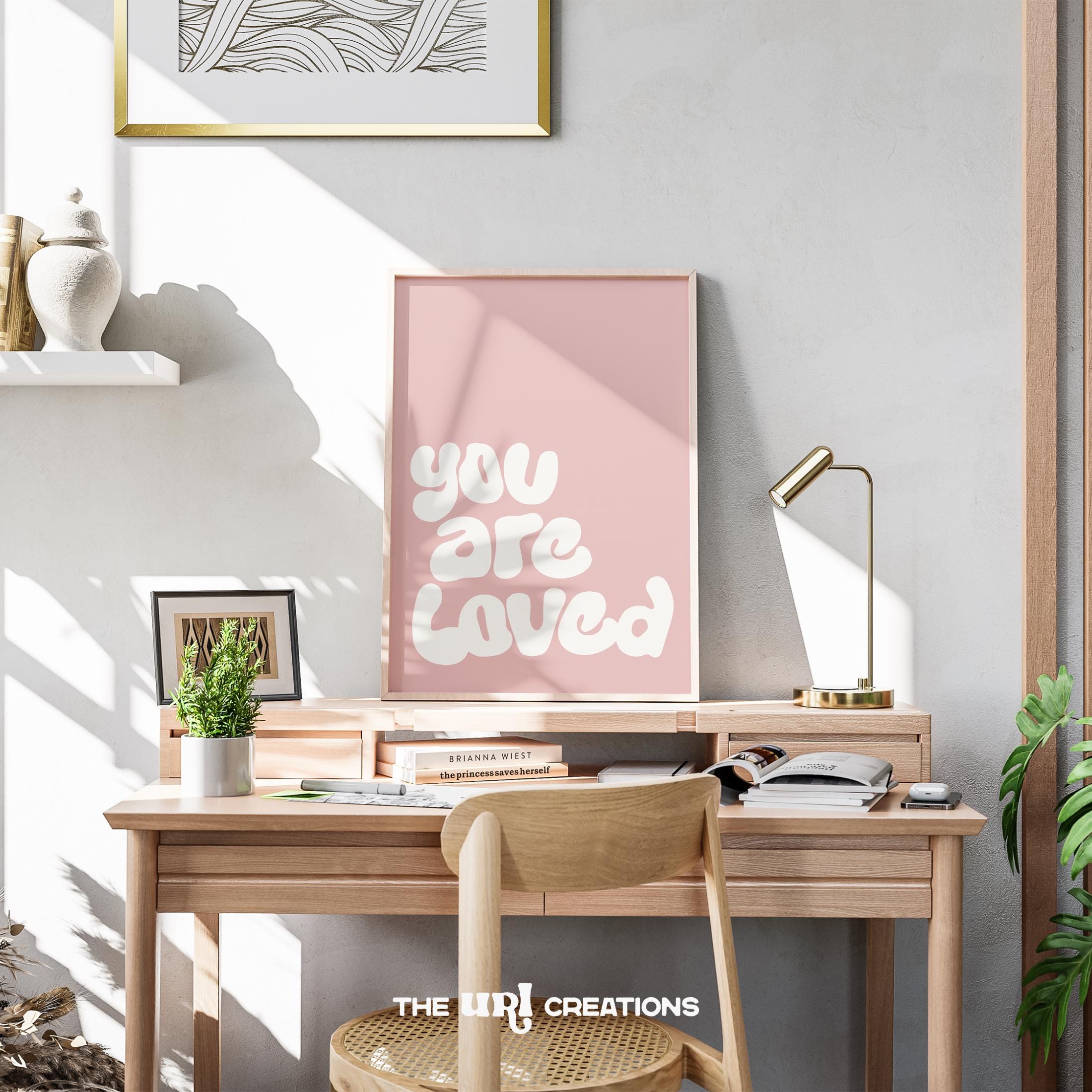 You Are Loved Quote Print, Christian Wall Art Pink, Trendy Affirmation ...