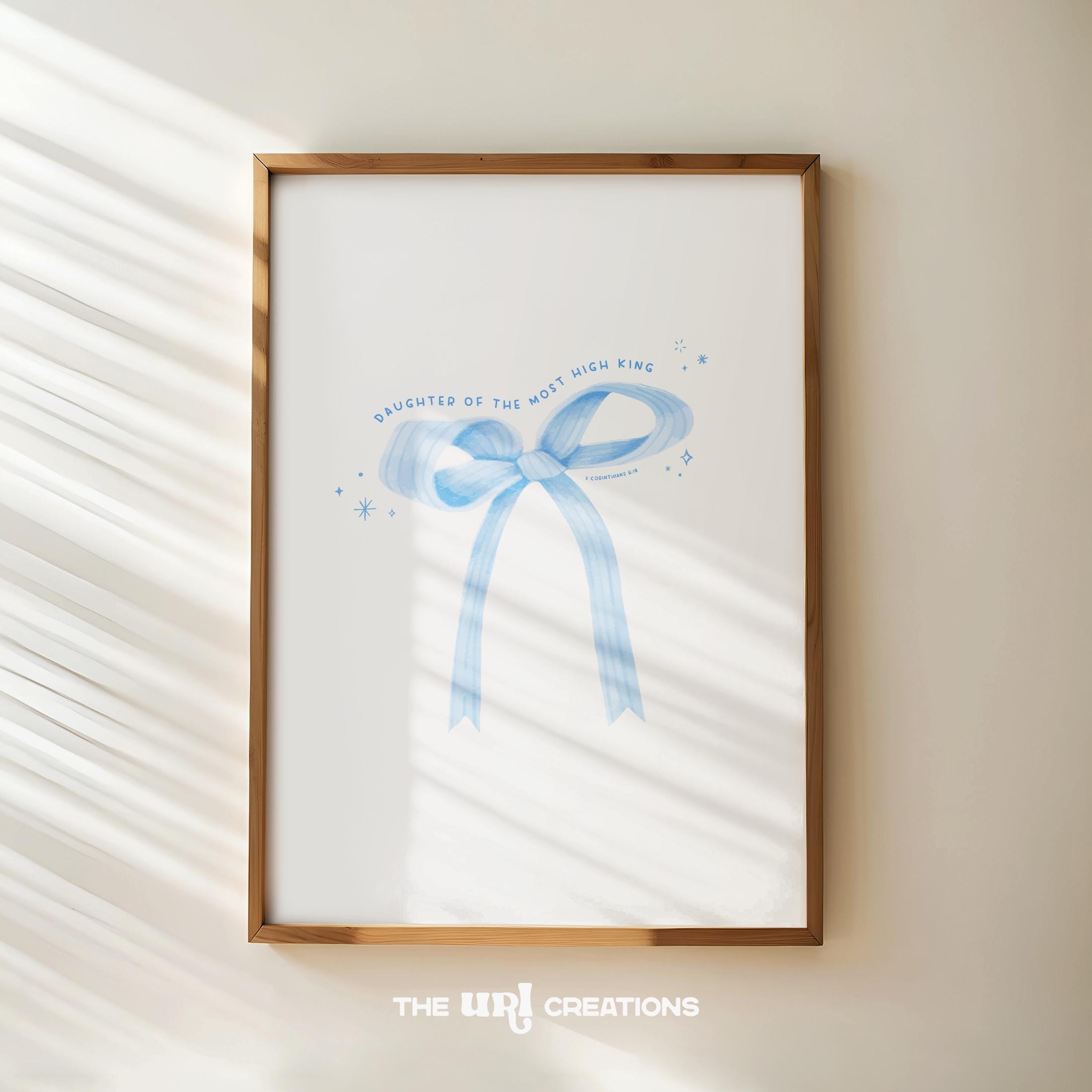 Modern Christian Wall Art Blue Bow Print Coquette Room Decor Bible ...