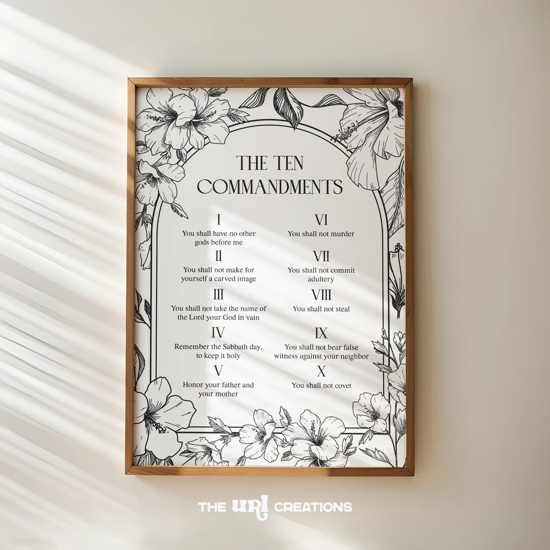 Ten Commandments Wall Art Print, Printable Bible Verse Poster, Modern ...
