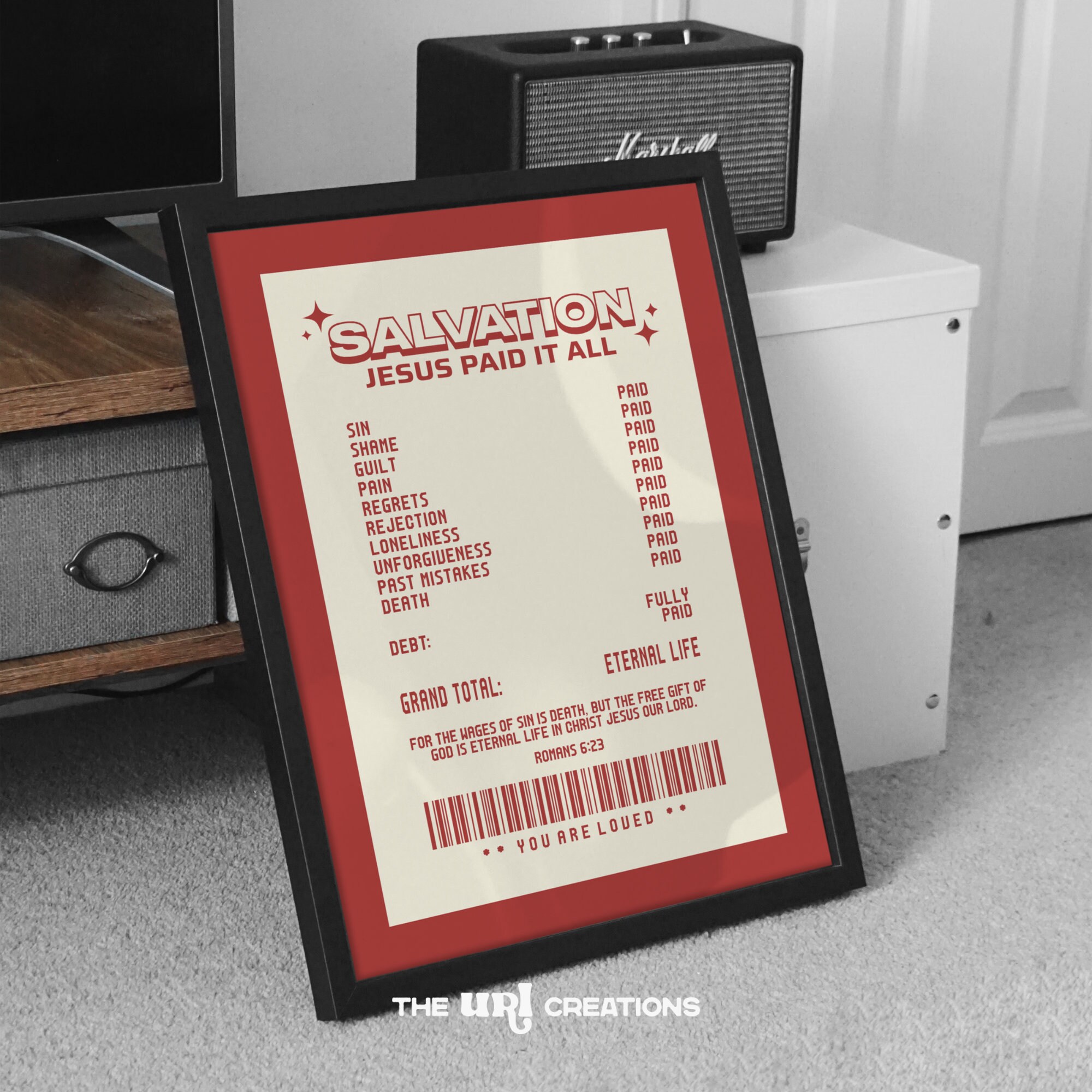 Jesus Art Print, Retro Bible Verse Poster Print, Red Minimalist ...