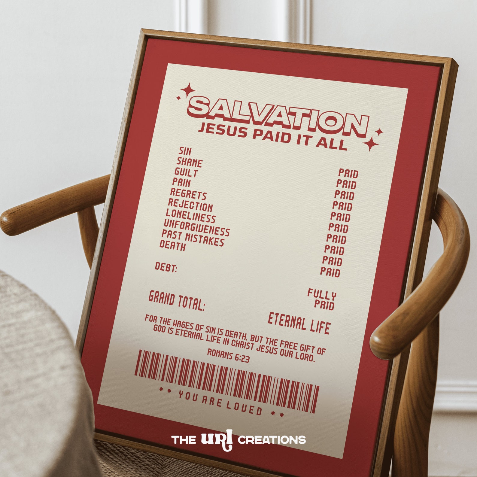 Jesus Art Print, Retro Bible Verse Poster Print, Red Minimalist ...