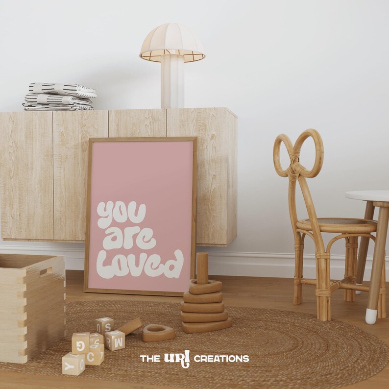 You Are Loved Quote Print, Christian Wall Art Pink, Trendy Affirmation ...