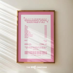 Preppy Christian Wall Art Pink, Retro Bible Verse Poster, Jesus Art ...