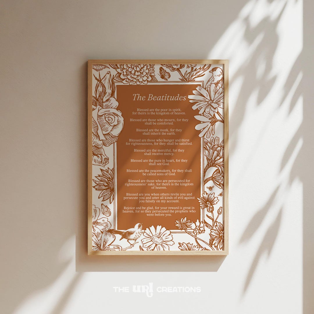 Beatitudes Christian Wall Art Printable, Autumn Bible Verse Poster ...