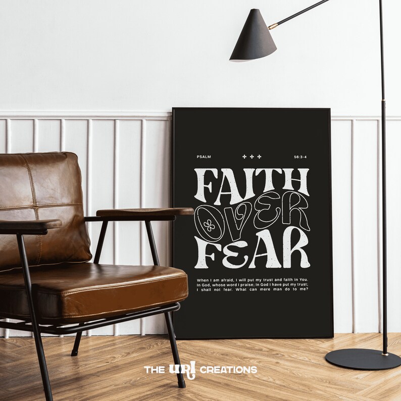 Faith Over Fear Christian Wall Art Printable Bible Verse Poster Digital ...