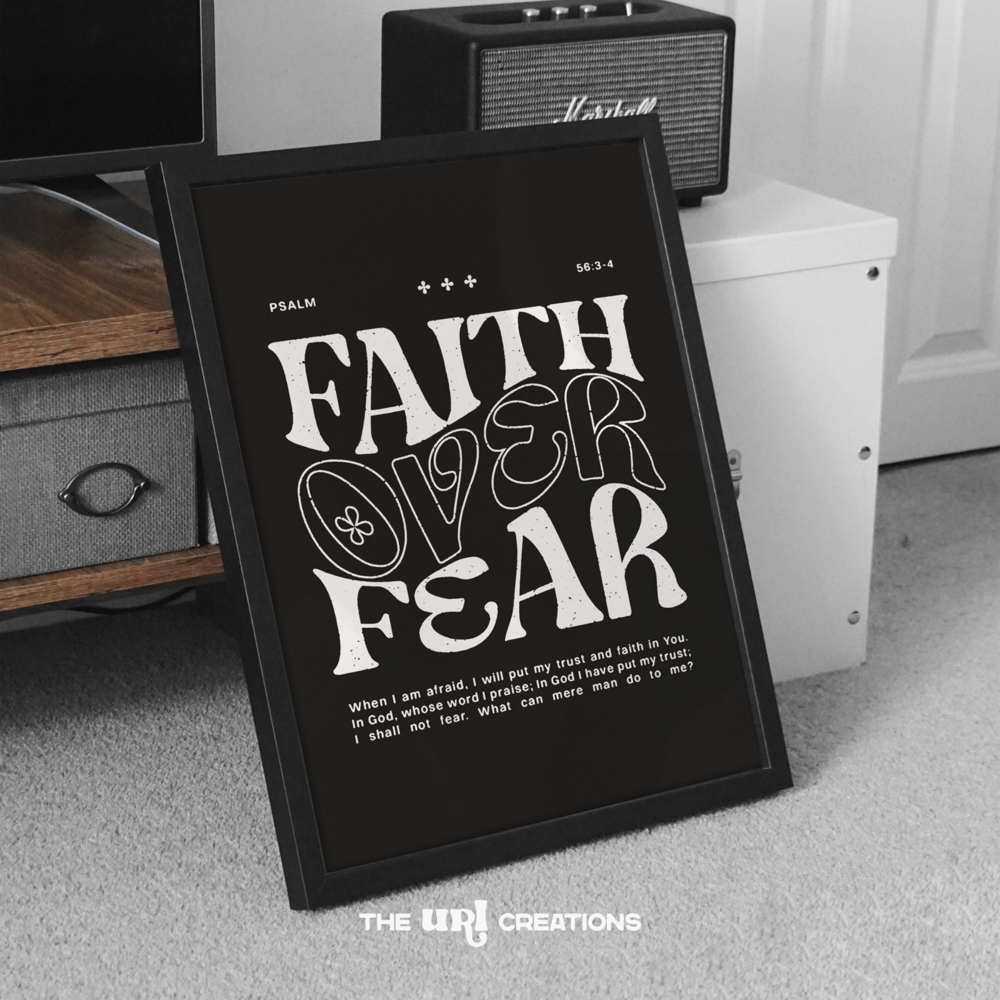 Faith Over Fear Christian Wall Art Printable Bible Verse Poster Digital ...
