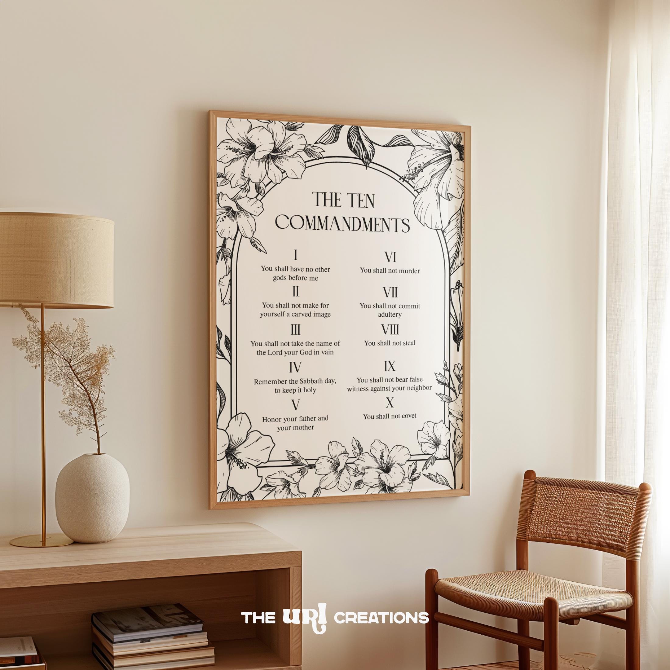 Ten Commandments Wall Art Print, Printable Bible Verse Poster, Modern ...