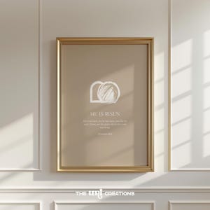 He is Risen Easter Printable Wall Art, Neutral Christian Wall Art ...