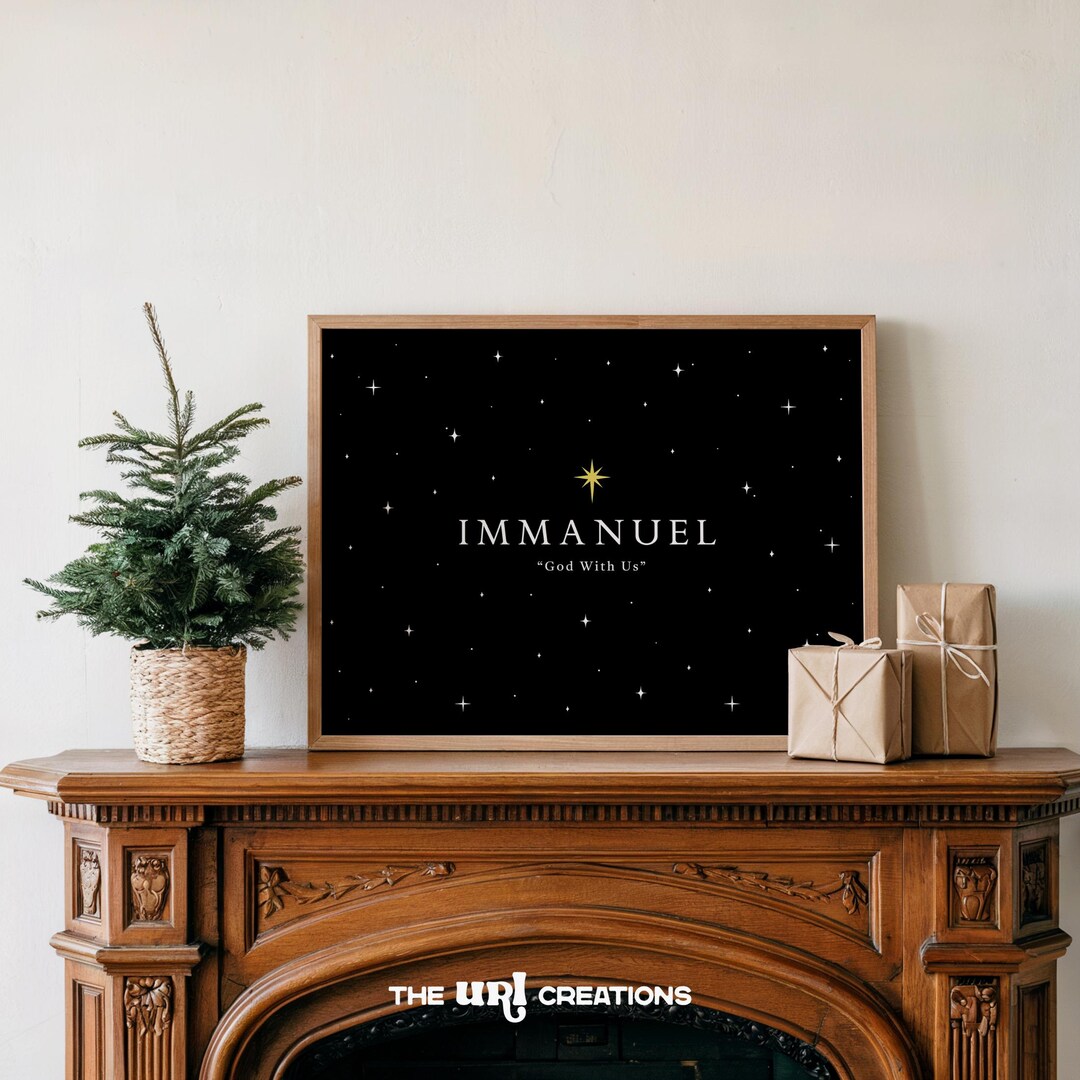 Horizontal Christian Christmas Wall Art, Immanuel Bible Verse Poster ...