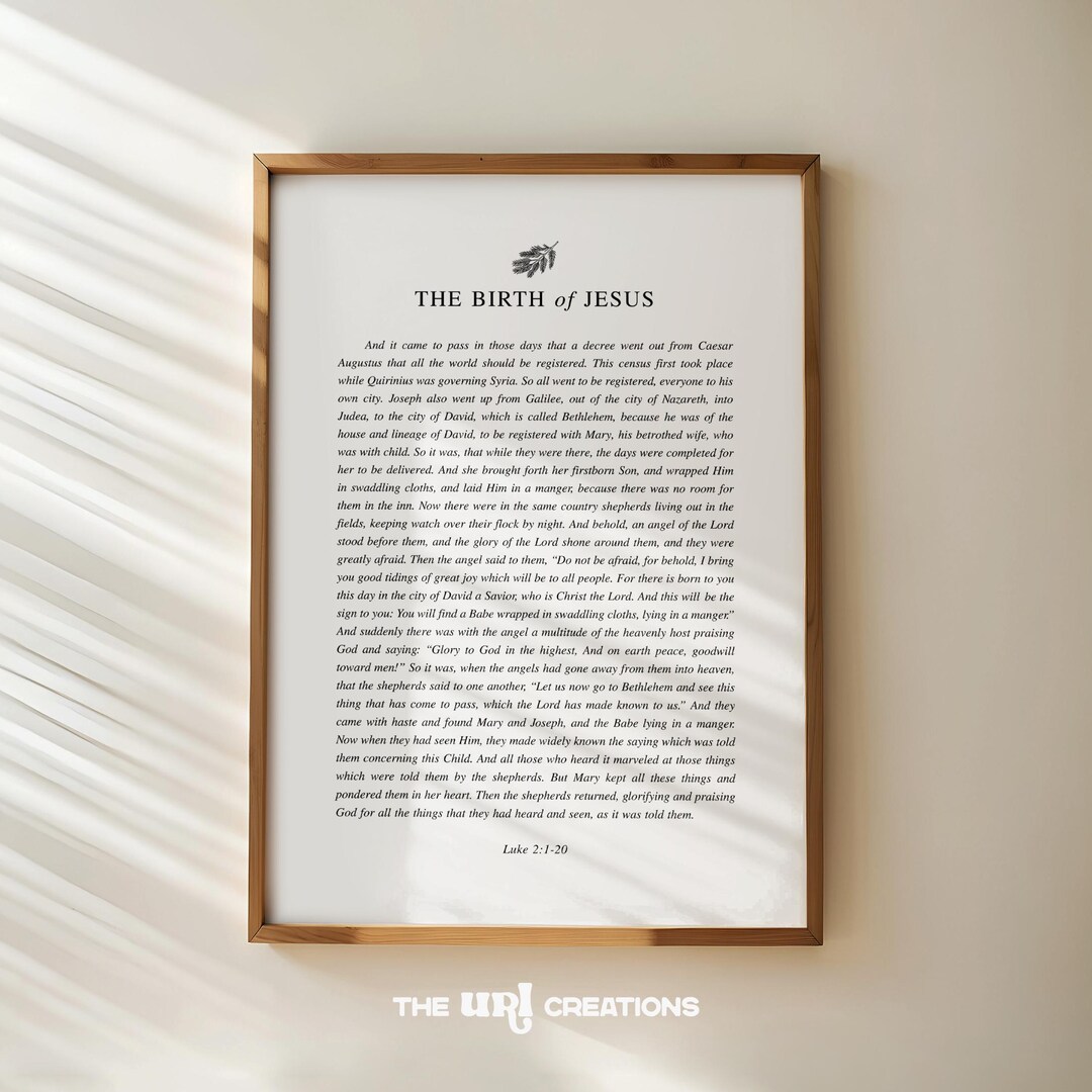 The Birth of Jesus Christian Wall Art, Christmas Story Print, Printable ...