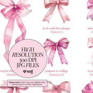 Pink Bows Print Christian Wall Art, Coquette Room Decor, Promises of ...