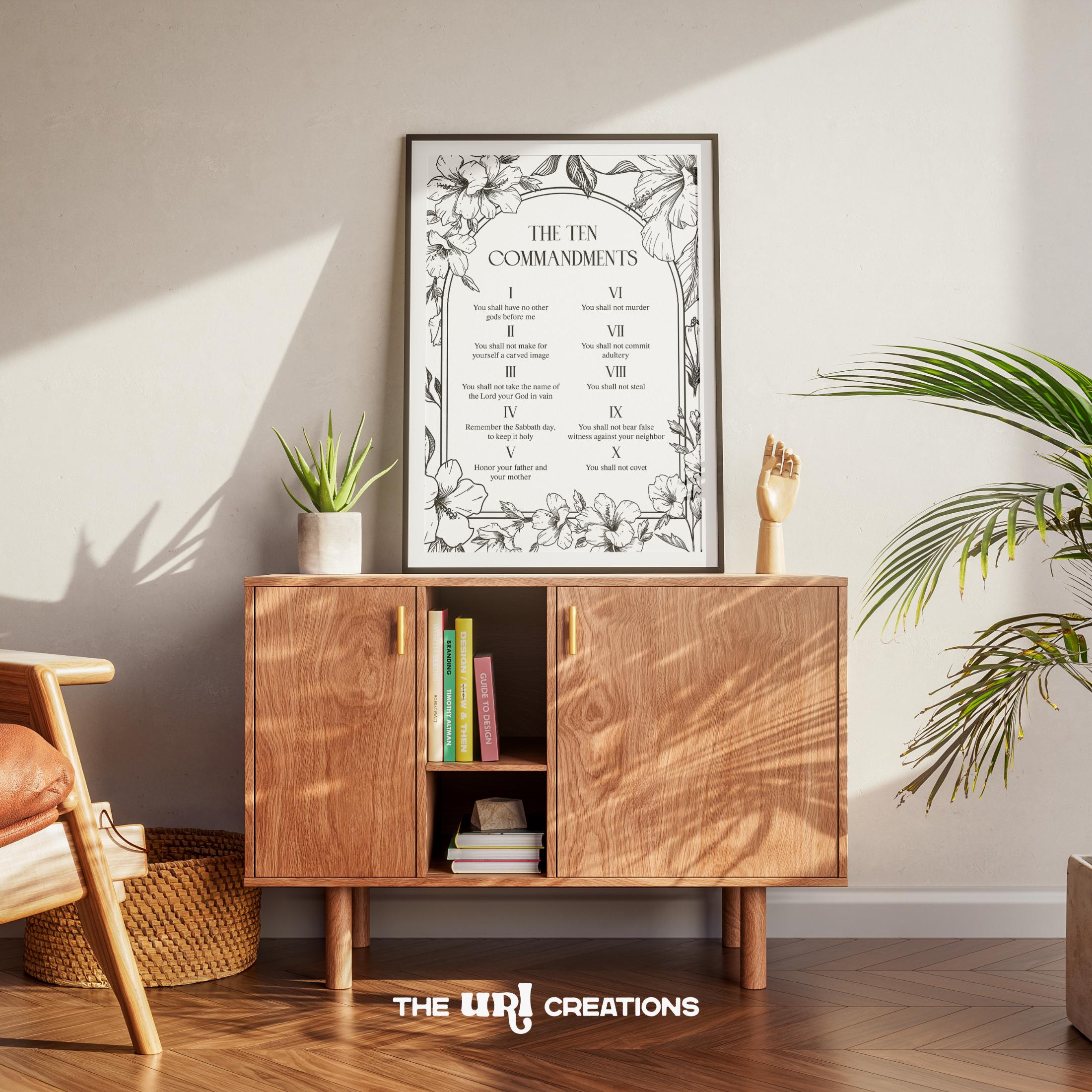 Ten Commandments Wall Art Print, Printable Bible Verse Poster, Modern ...