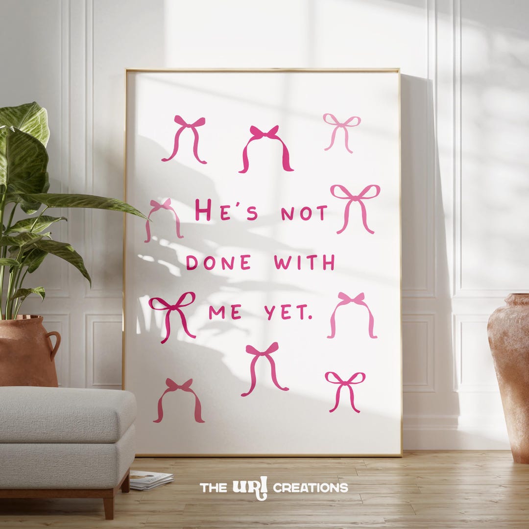 Pink Bows Print Christian Wall Art, Coquette Room Decor, Bible Quote ...