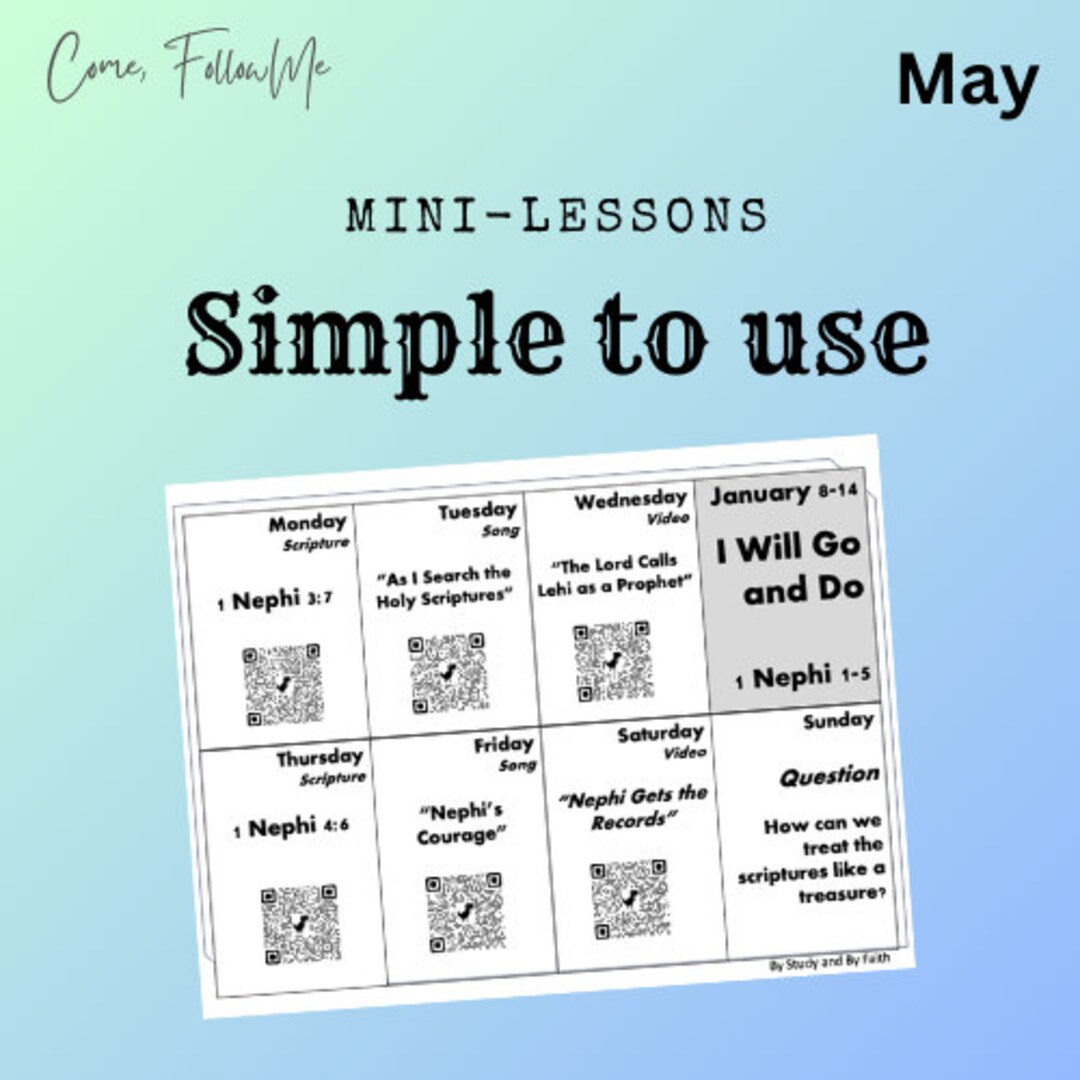Come, Follow Me May 2024 Weekly Activity Chart - Etsy