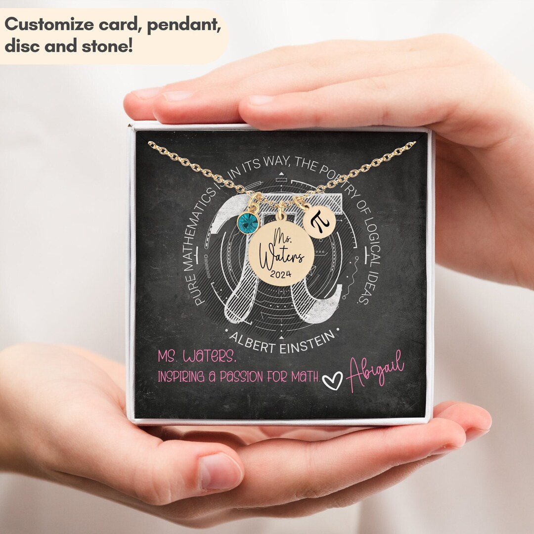 Personalized Math Teacher Necklace Gift, Pi Necklace, Teacher ...