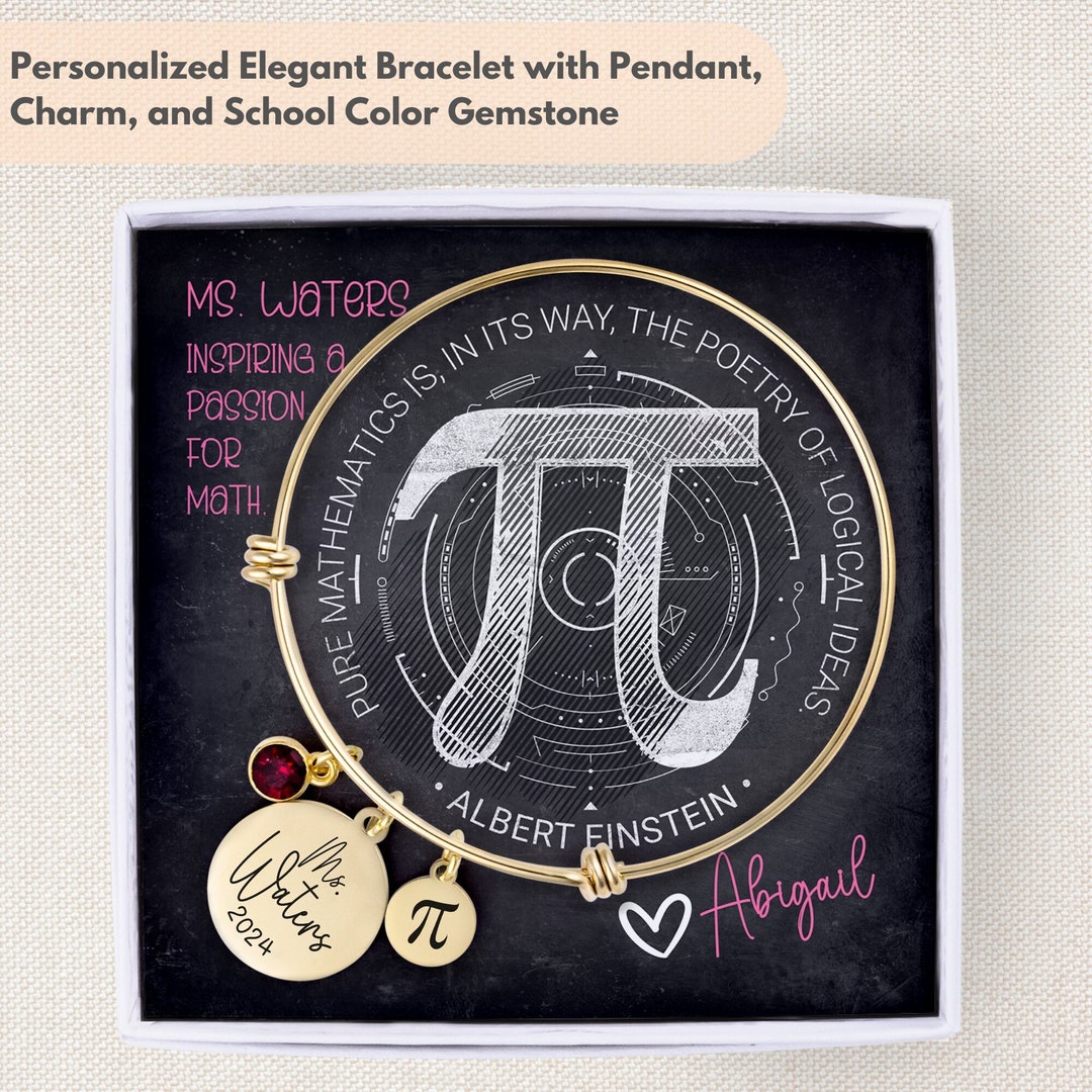 Math Teacher Bracelet Gift, Teacher Gift Personalized Teacher ...