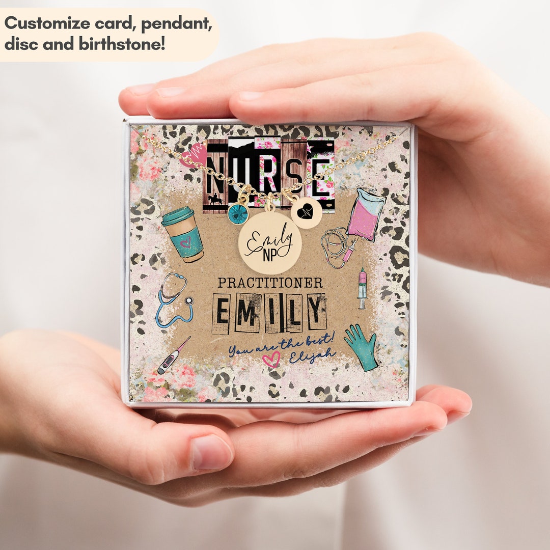 Personalized Nurse Practitioner Necklace With Birthstone & Custom Disc ...