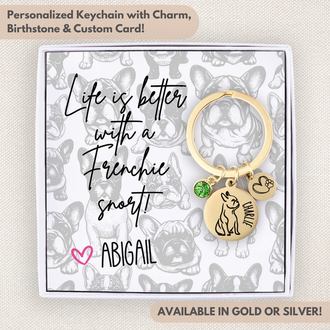 Frenchie Mom Gift for Dog Lovers, Personalized Frenchie Keychain ...