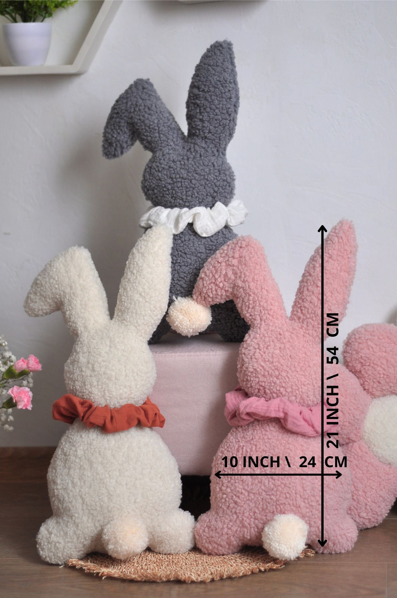 Bunny Shaped Pillow 25 Types of Scarfs Easter Rabbit Cushion Soft Sherpa Bunny Pluch Cute Bunny ...