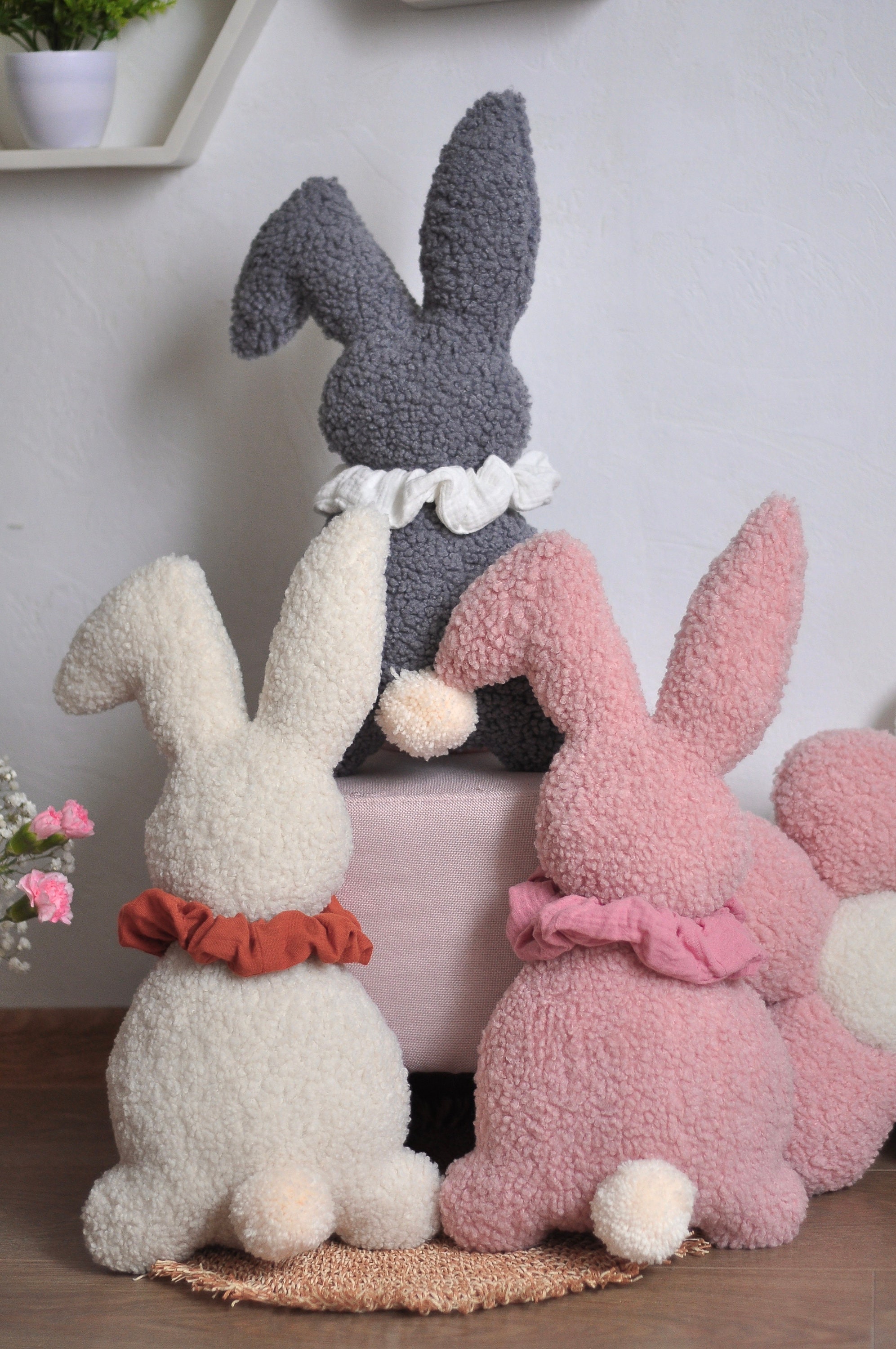 Bunny Shaped Pillow 25 Types of Scarfs Easter Rabbit Cushion Soft ...