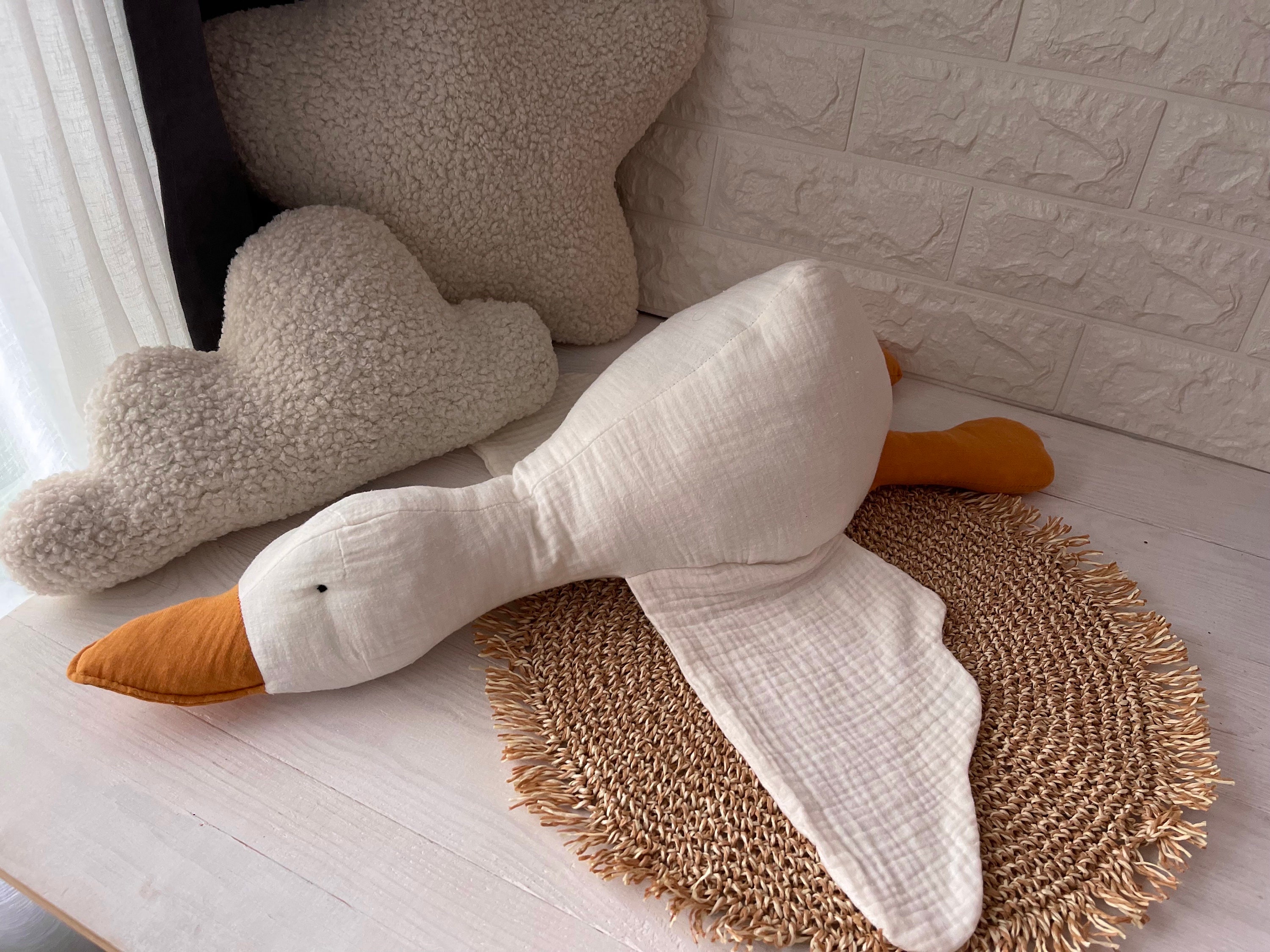 Handmade Goose Plush Baby Comforter Toy Duck Soft Toy Goose Plush Baby ...