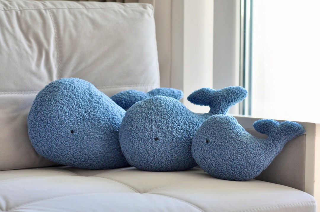 Handmade Blue Whale Plush Toy | Teddy Boucle Fabric Baby Decor - Etsy