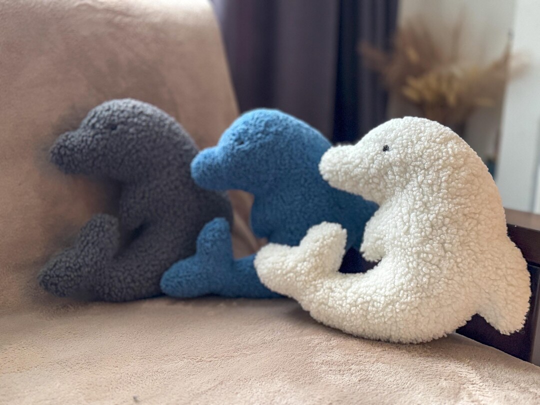 Plush Dolphin Toy Handmade Stuffed Dolphin Blue Dolphin Toy Baby ...