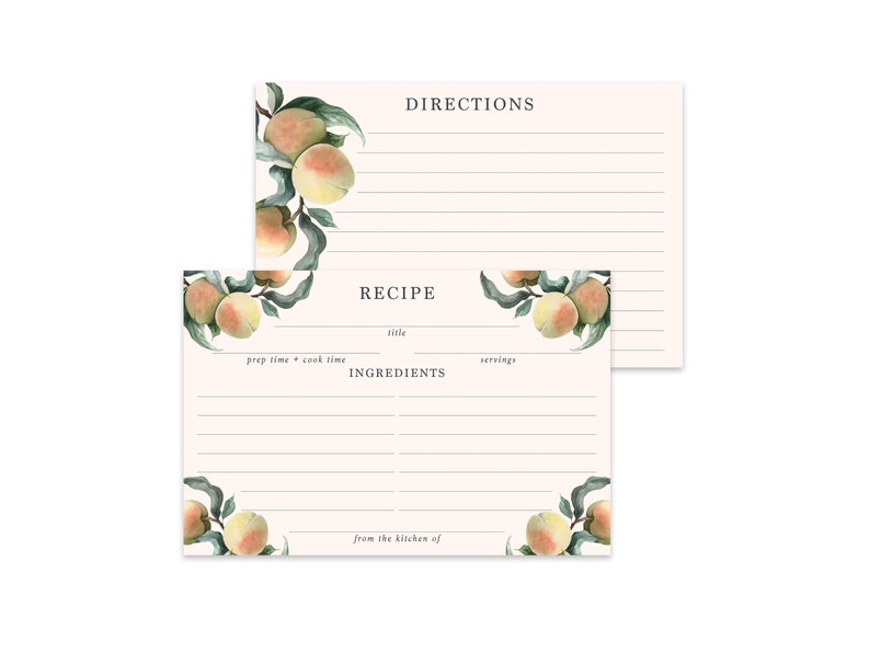 Peaches Recipe Card | Family Recipe Cards | Keepsake Recipe Cards ...