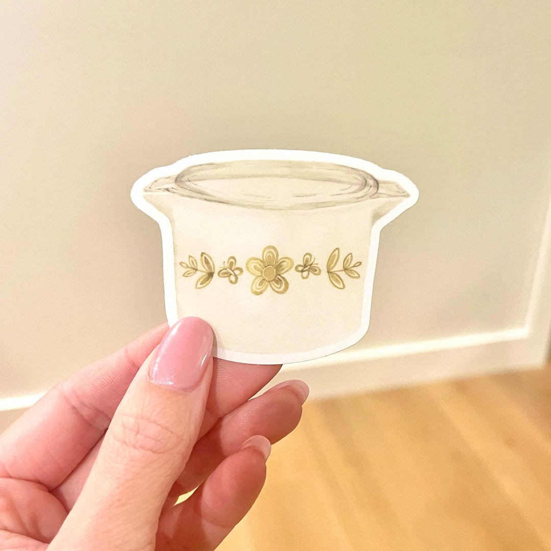 Vintage Butterfly Gold Pyrex Inspired Sticker | Retro Yellow Casserole ...