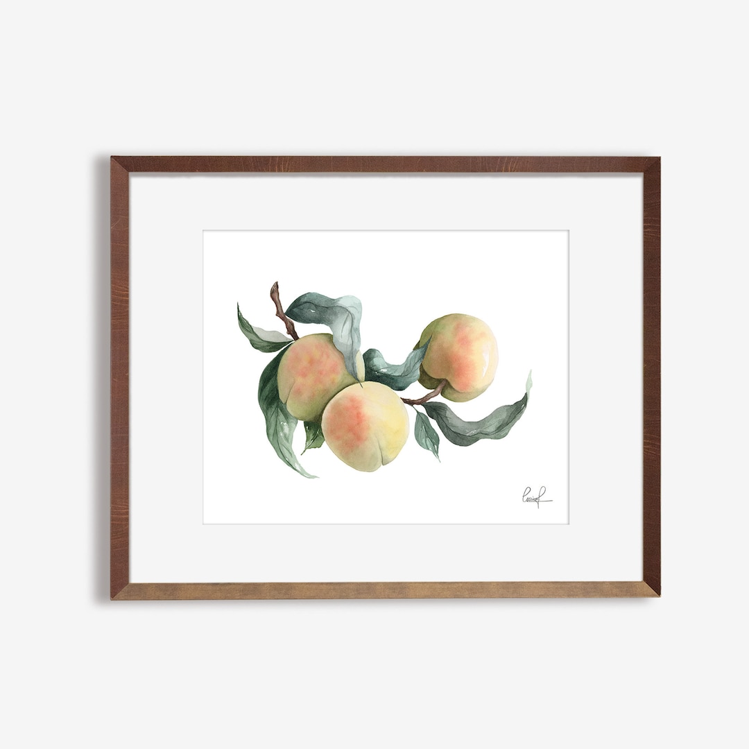 Peaches Watercolor Art Print Fruit Decor Peaches Wall Art Kitchen Decor ...