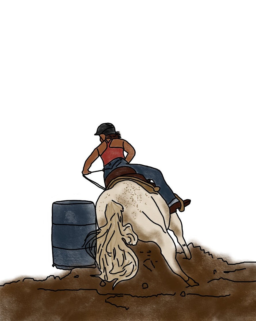 Barrel Racing, Rodeo Events Custom Line Drawing - Etsy