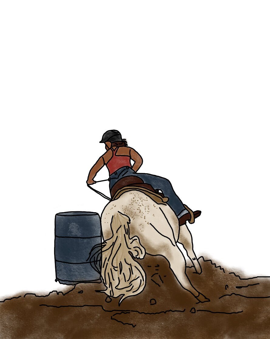 Barrel Racing, Rodeo Events Custom Line Drawing - Etsy