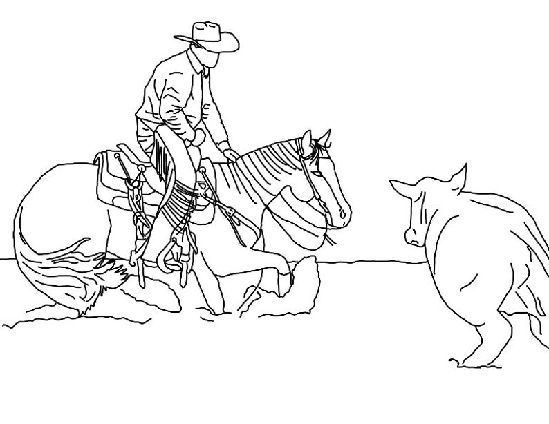 Barrel Racing, Rodeo Events Custom Line Drawing - Etsy