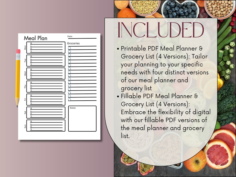 Ultimate Meal Prep Planner + Grocery List Bundle - Printable + Fillable ...