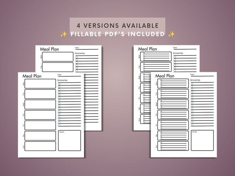 Ultimate Meal Prep Planner + Grocery List Bundle - Printable + Fillable ...