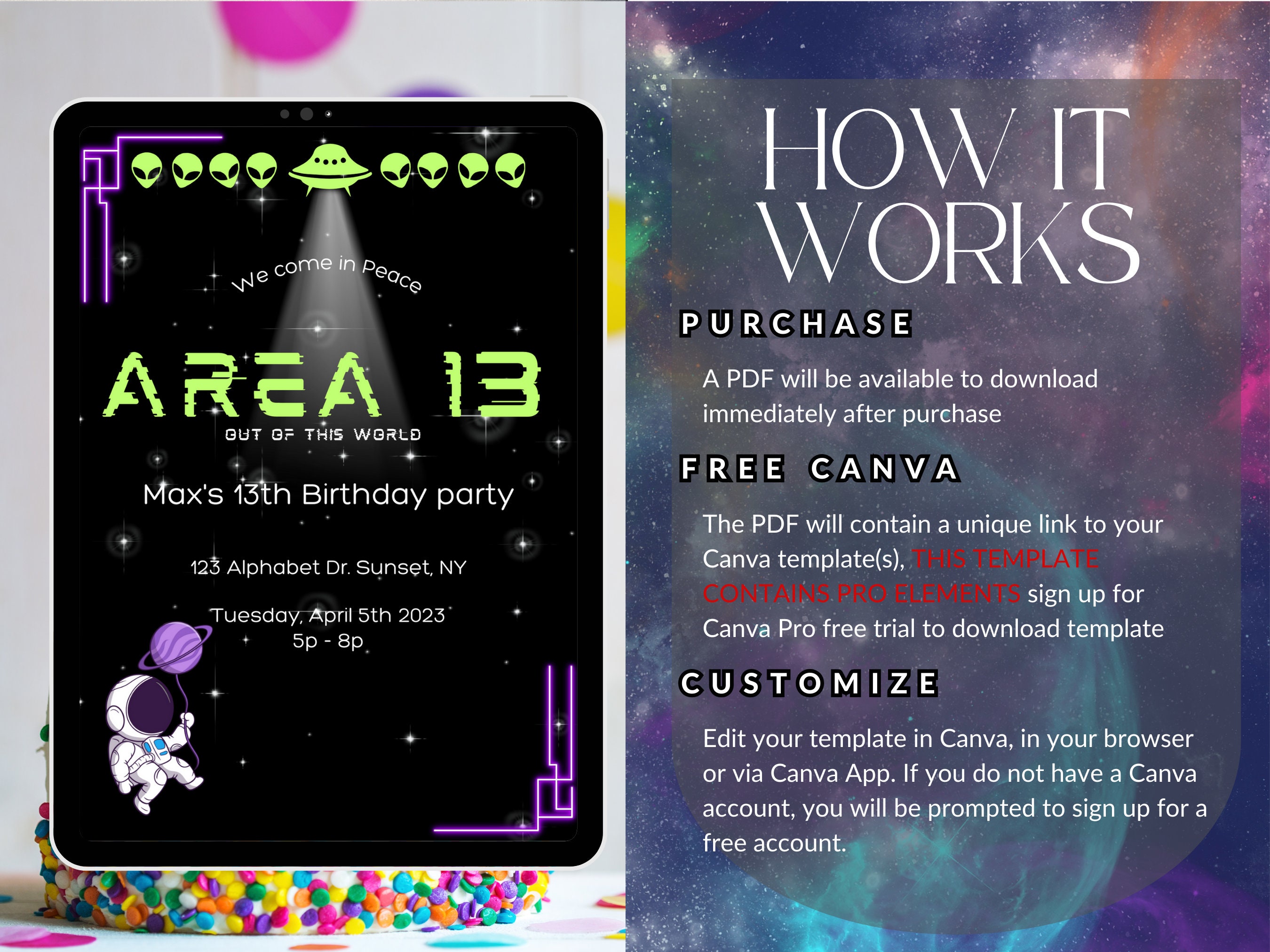 Alien Birthday Invitation Instant Download - Etsy