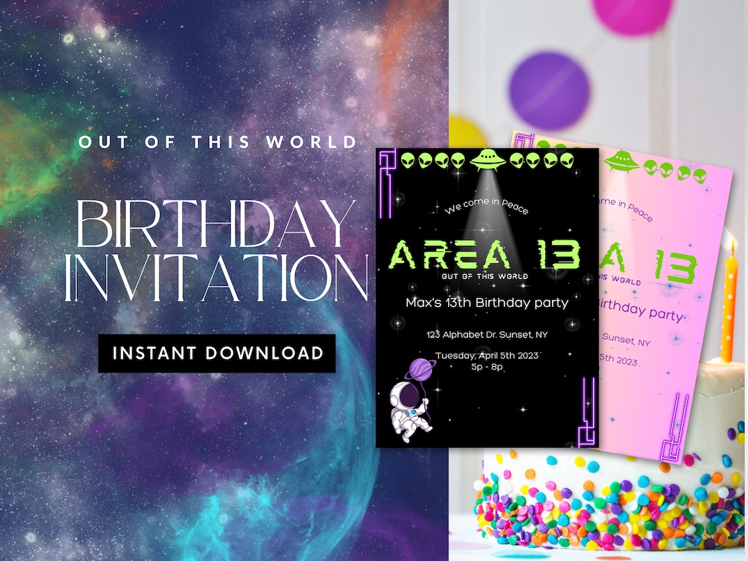 Alien Birthday Invitation Instant Download - Etsy