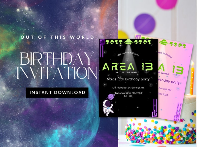 Alien Birthday Invitation Instant Download - Etsy