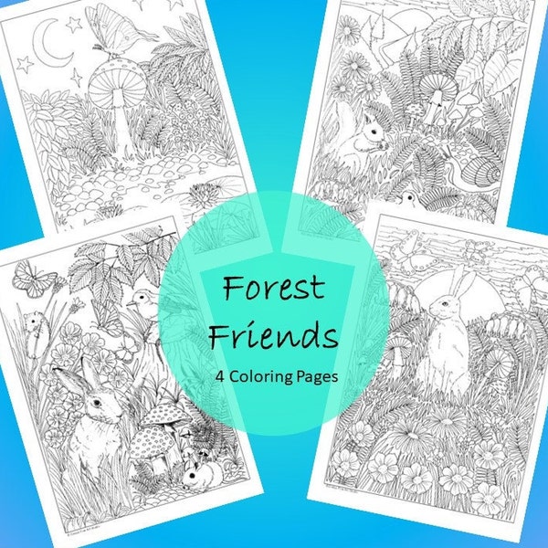 Forest Friends Coloring - Etsy