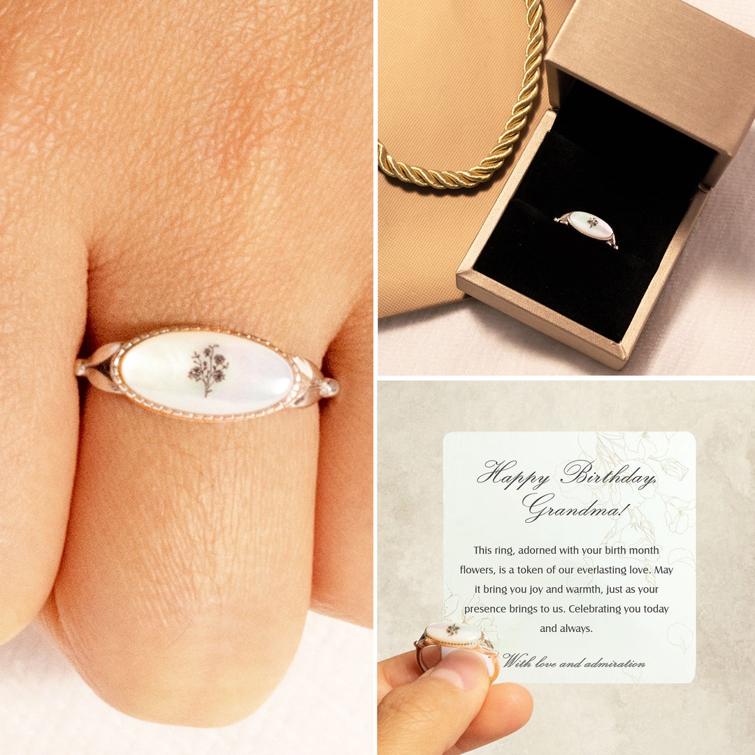 Birth Flower Ring Handmade Jewelry Personalized Multiple Floral Ring ...