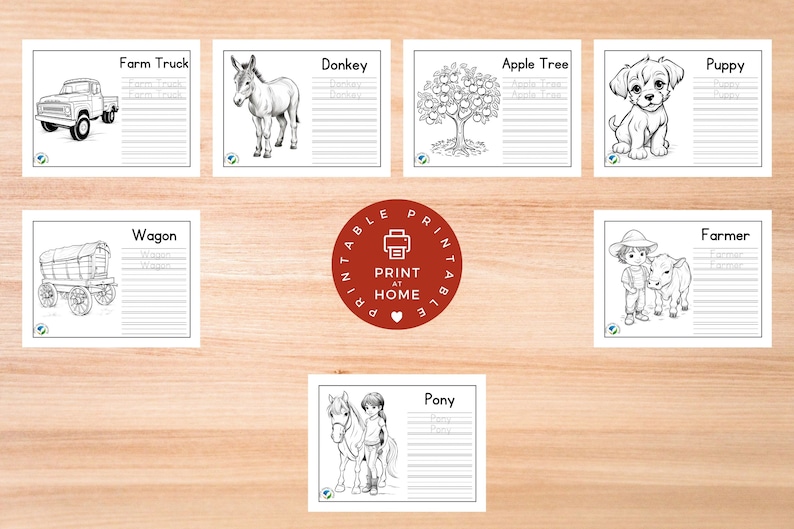 Around the Farm Handwriting & Coloring Book Handwriting - Etsy