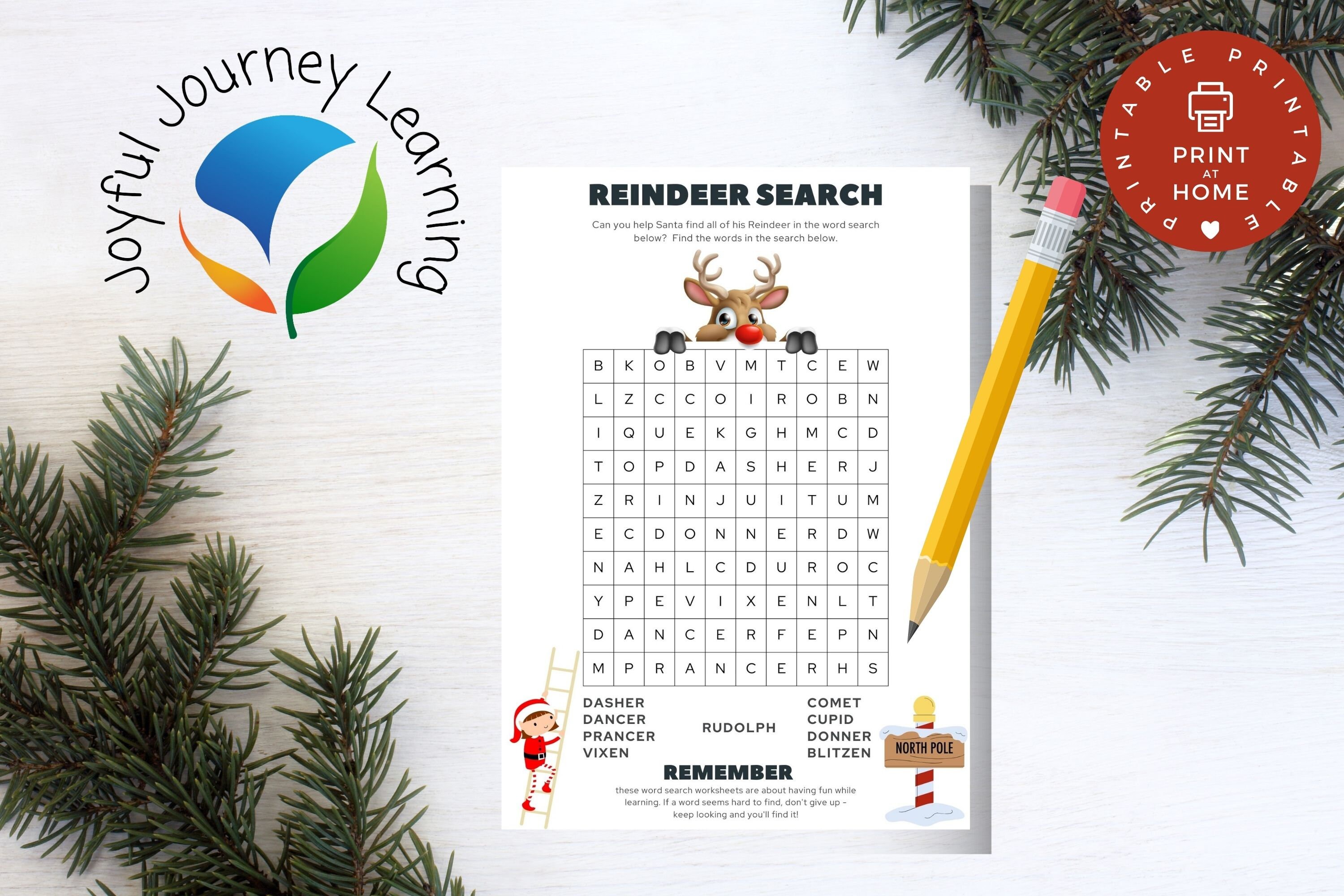 Reindeer Word Search Activity Sheet | Christmas Kids Activity | Instant ...