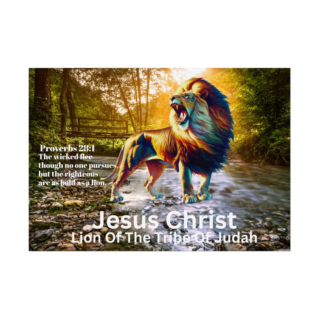 Christian Rolled Posters, Proverbs 28:1 Scripture Wall Art, Lion Bible ...