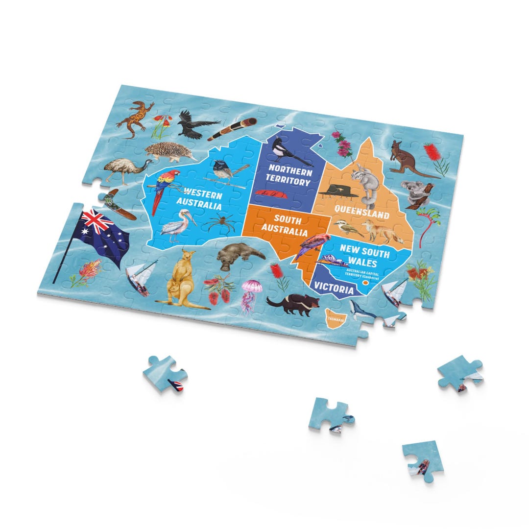 Australian Map Jigsaw Puzzle (120, 252, 500-piece) Detailed Designs for ...